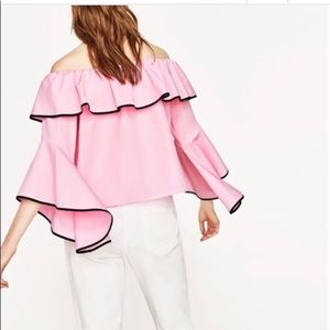 Zara | Tops | Zara Pink Off Shoulders Blouse | Poshmark